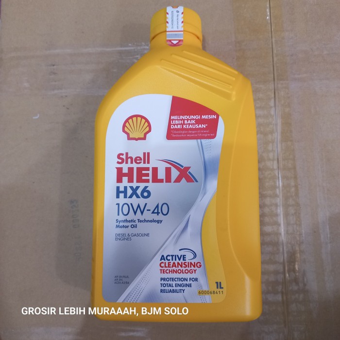 Jual OLI MESIN SHELL HELIX HX6 SN 10W-40 KEMASAN 1LITER | Shopee Indonesia
