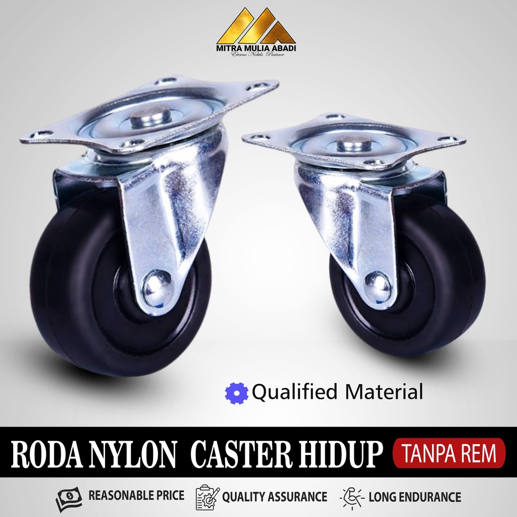 Jual Roda Caster Hitam Roda Nylon Roda Koper Hidup Tanpa Rem Per PCS ...