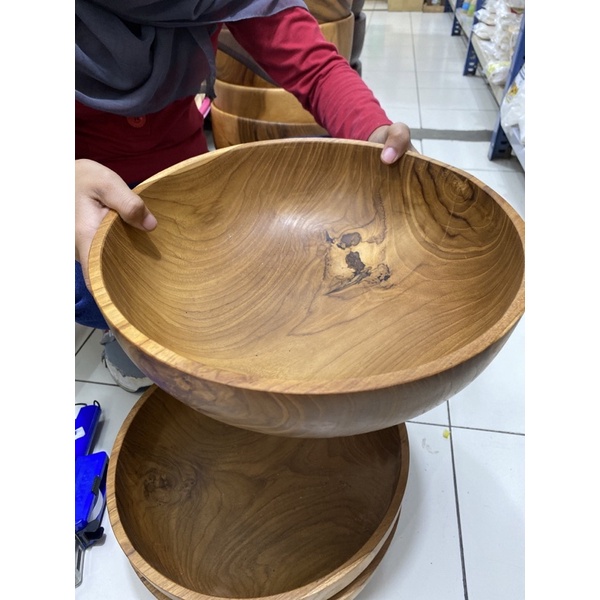 Jual Wooden Big Bowl Diameter 30cm / Mangkuk Kayu Jati Besar (CitraFood ...