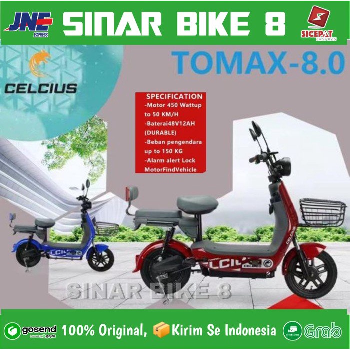 Jual Sepeda Listrik CELCIUS TOMAX 8.0 Electric Bike 450 Watt | Shopee ...