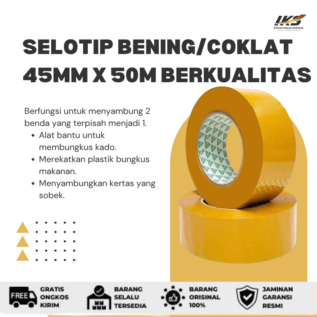 Jual Lakban Selotip Isolasi Bening/ Coklat/ Warna 45MM x 50m Berkualitas | Shopee Indonesia