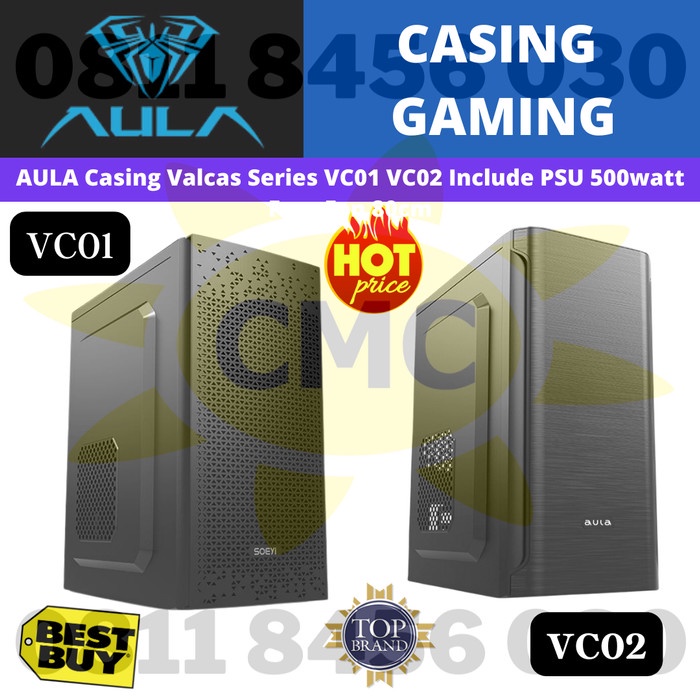 Jual Casing AULA Valcas Series VC01 VC02 Include PSU 500watt Free Fan ...
