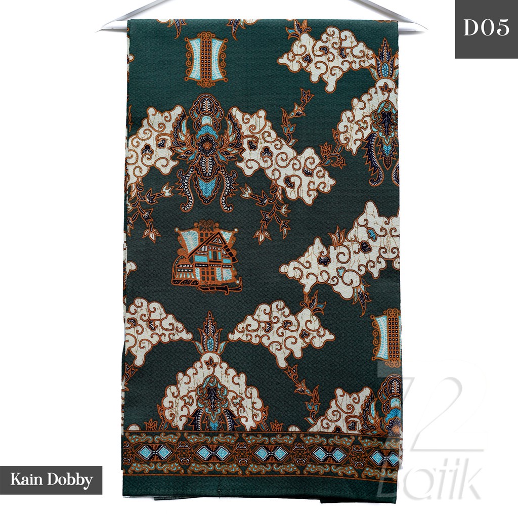 Jual KAIN BATIK PREMIUM Dobby Motif Rumah Adat Warna Hijau Ijo Tua ...