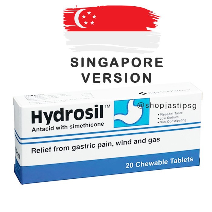 Jual JKT Hydrosil Singapore 20 Chewable Tablets Antacid Pereda Gastric ...