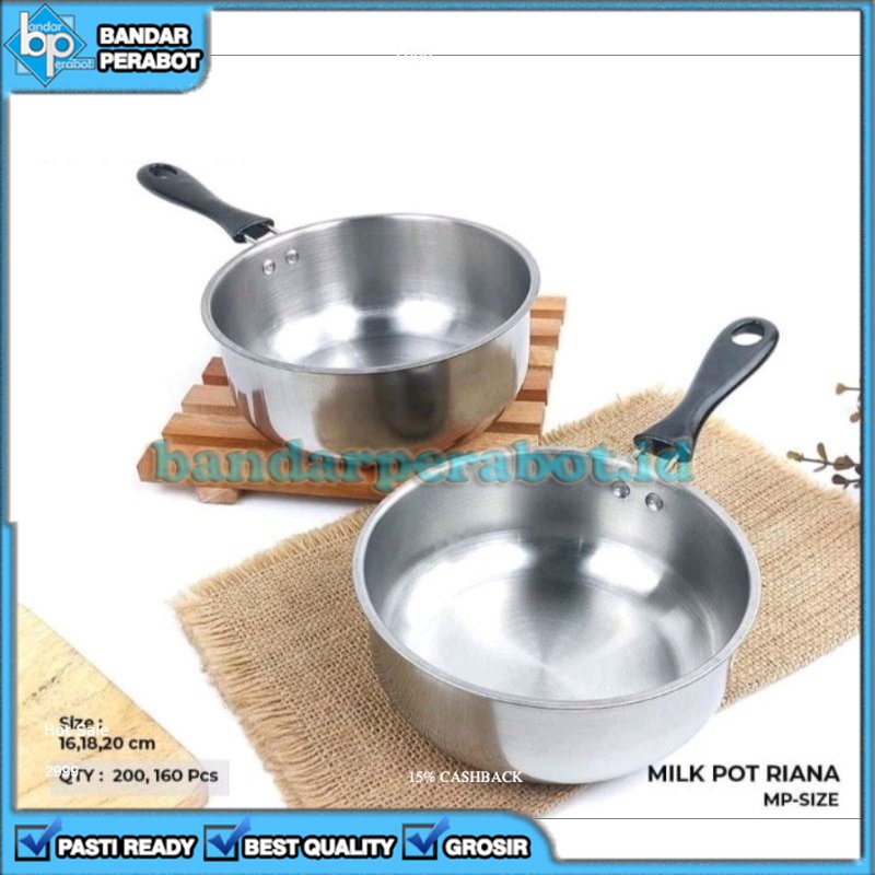 Jual [BP] PANCI SUSU MI MIE REBUS STAINLESS STEEL MILK POT BESI 16CM 16 ...