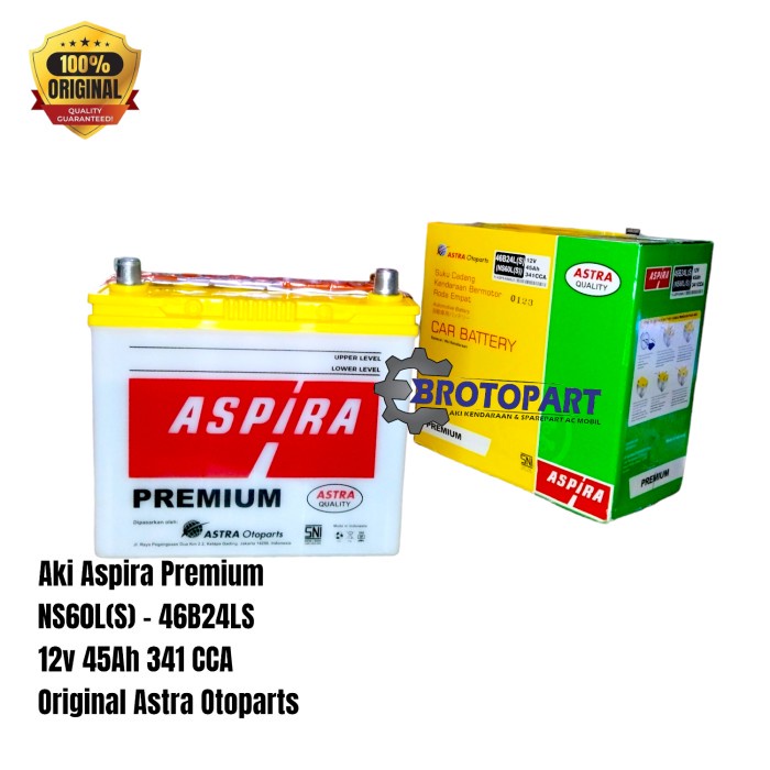 Jual Aki Mobil Aspira Premium NS60LS 46B24LS Accu Basah 12v 45Ah | Shopee Indonesia