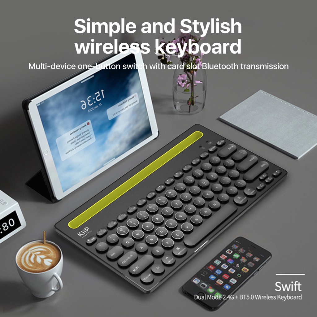 Jual KiiP Wireless Swift Keyboard bluetooth Multi-Device Dual Mode ...