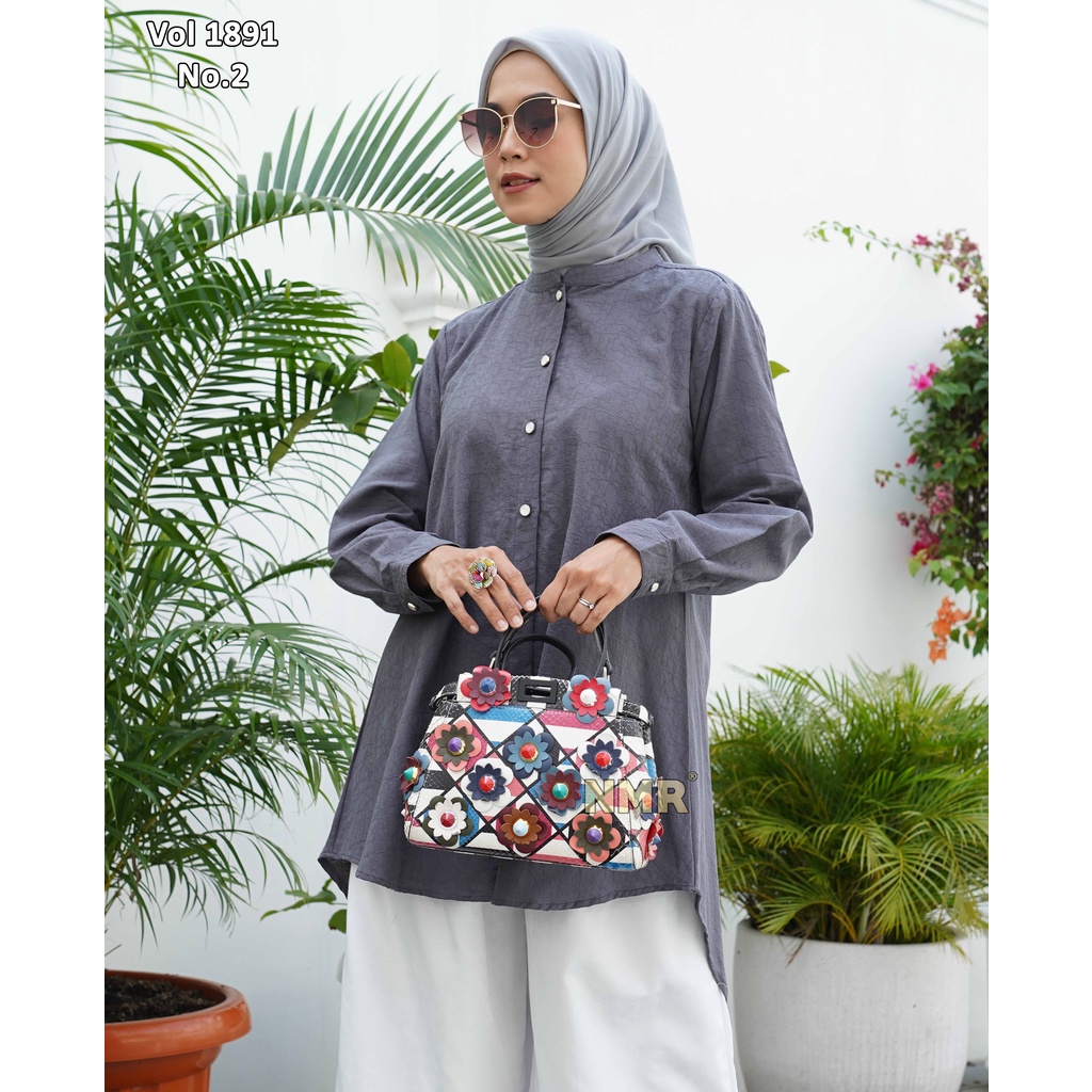 Jual NMR Kemeja Tunik Katun Jaguard Vol 1891-2 (Kerah Sanghai) | Shopee Indonesia