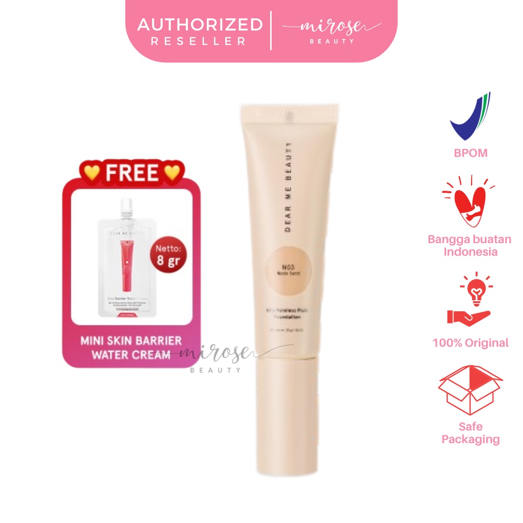 Jual DEAR ME BEAUTY Airy Poreless Fluid Foundation 30g + Free Dear Me ...