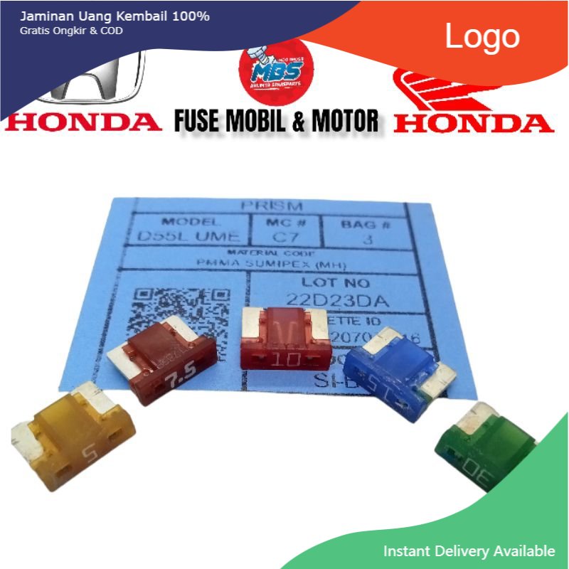 Jual zKy01 FUSE SIKRING MINI PENDEK 5A 7,5A 10A 15A 20A MOBIL HONDA ...