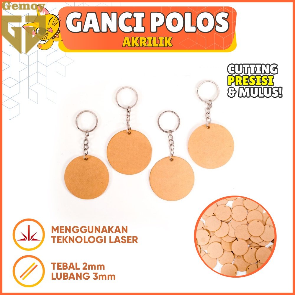 Jual Ganci Akrilik Bening Polos Bulat Gantungan Kunci bahan medali Untuk Kerjinan Polosan Murah ...