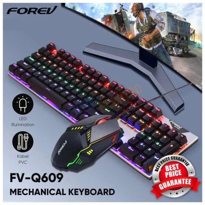 Jual Set Paket Mechanical Keyboard Mouse Gaming Combo FOREV FV-Q609 RGB | Shopee Indonesia
