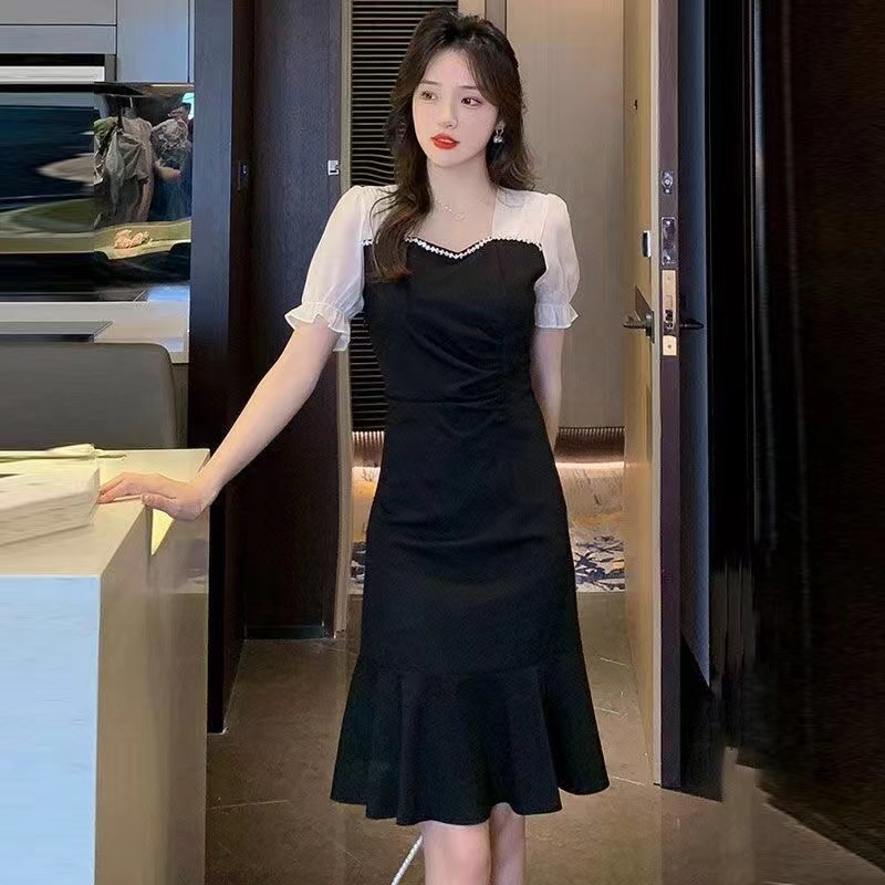 Jual FAN 2025 Gaun hitam kain perca sifon Korea baru/dress hitam korea ... Jual FAN 2025 Gaun hitam kain perca sifon Korea baru/dress hitam korea ...