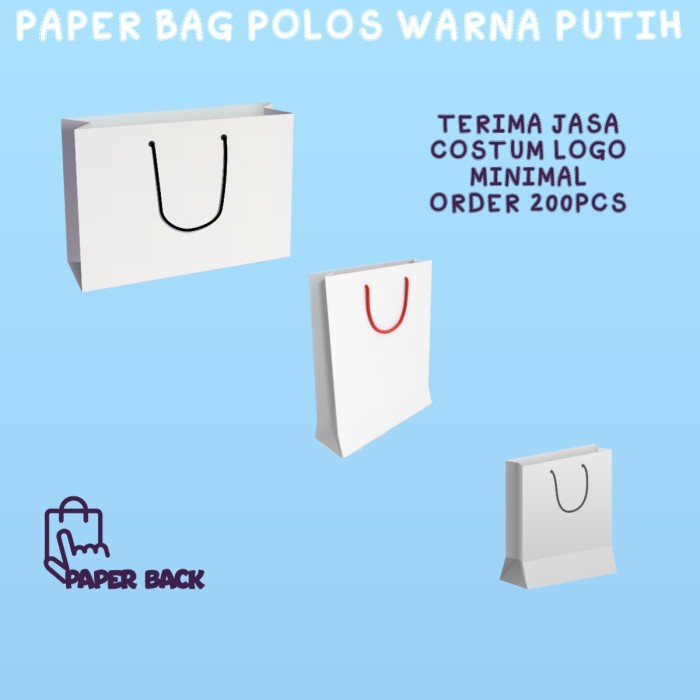 Jual Paper Bag Putih Polos Siap Pakai / PaperBag ART Carton Putih ...