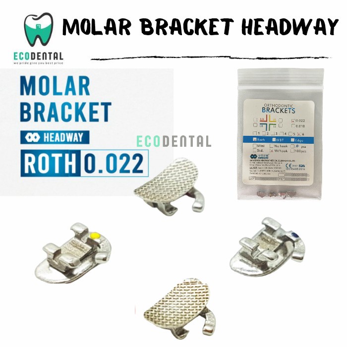 Jual Molar Bracket Roth 0.22 / Bracket Molar Headway / Behel Geraham ...