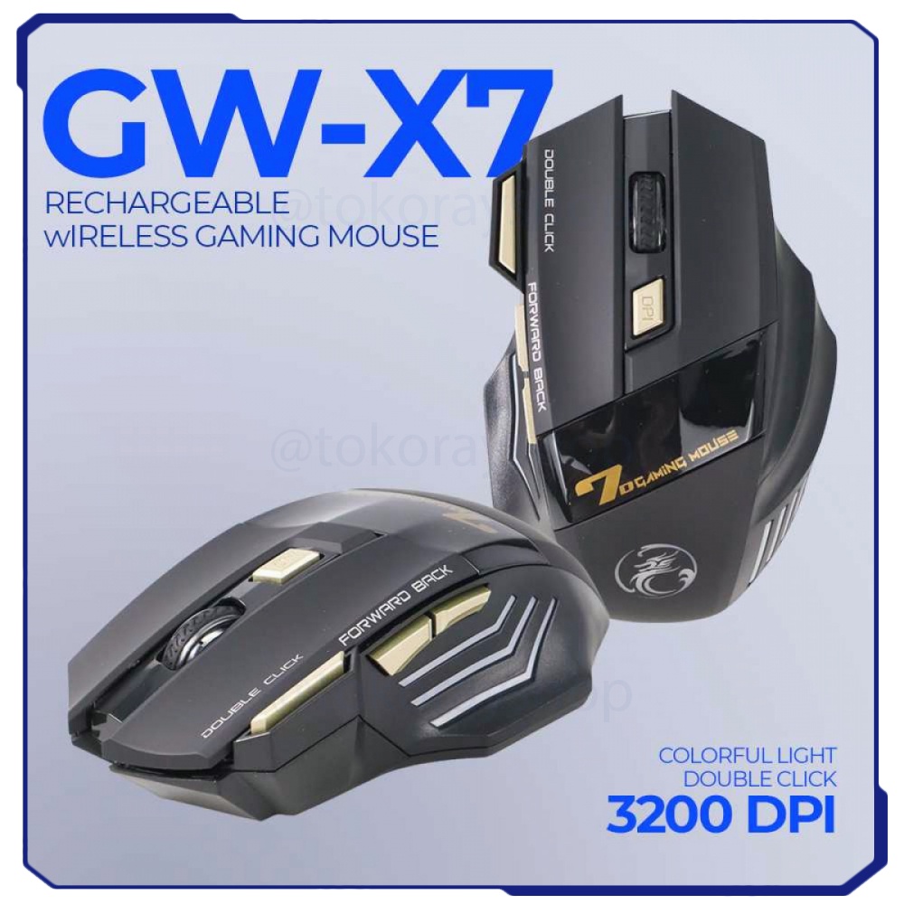 Jual Wireless Gaming Mouse Ergonomic RGB Rechargeable 3200 DPI GW-X7 ...