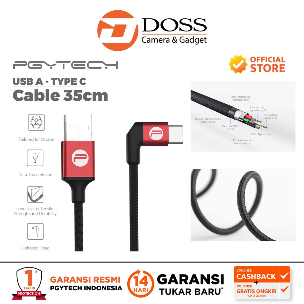 Jual PGYTECH USB A - Type-C Cable 35cm Cable USB A to Type C | Shopee ...