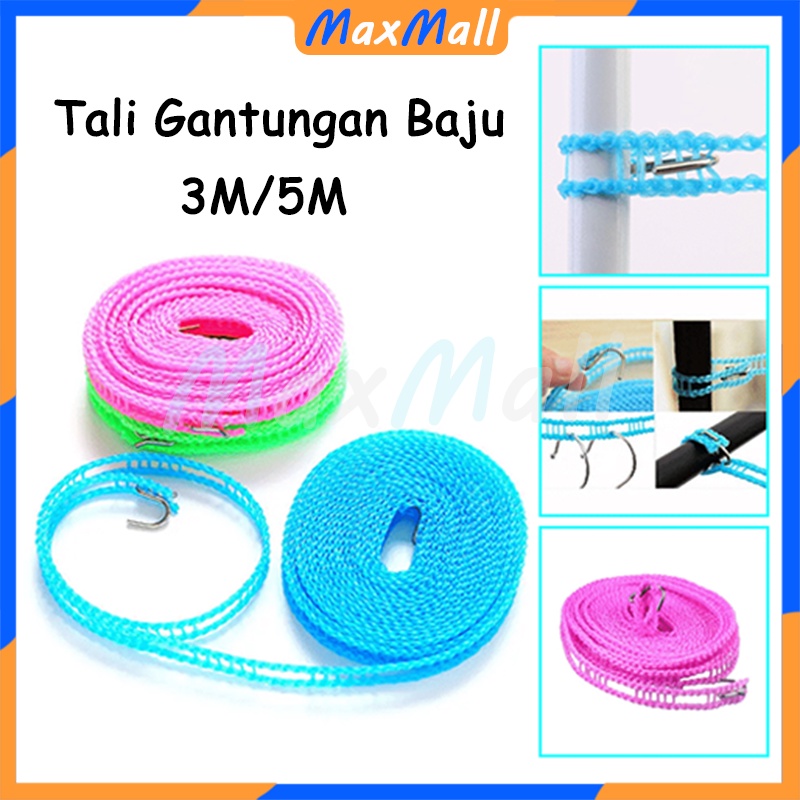 Jual 5 Meter Tali Gantungan Jemuran Tali Jemuran Baju Portable dengan ...