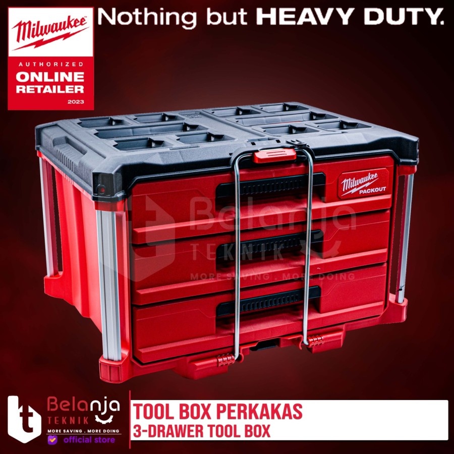 Jual Milwaukee Packout 3 Drawer Tool Box Toolbox 3 Susun Tempat ...