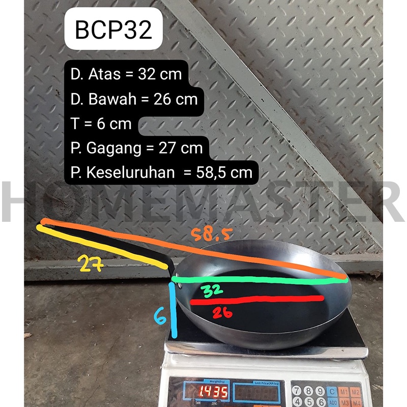 Jual HomeMaster Black Carbon Steel/Besi Karbon Hitam Frying Pan/Panci ...