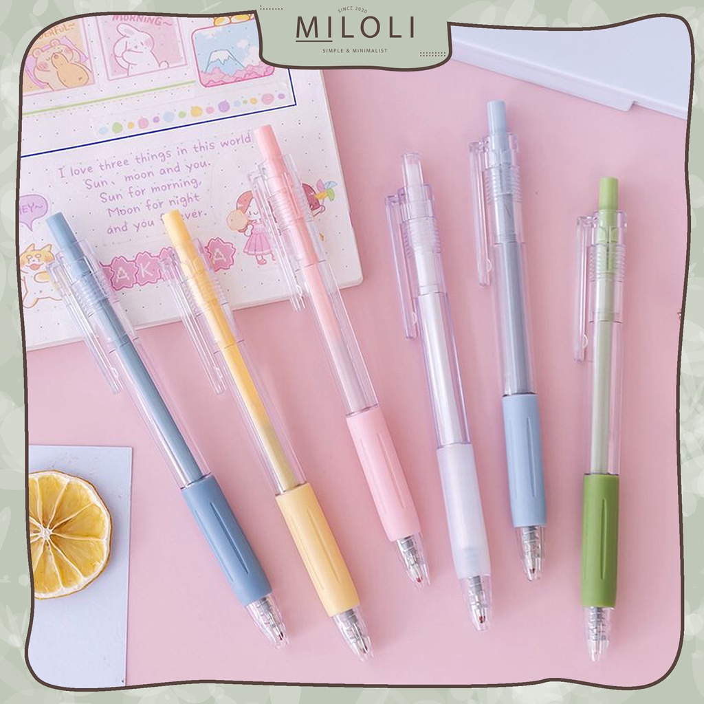 Jual [MILOLI] 1Pcs PENA TRANSPARANT MACARON Mekanik Pen Gel Rectrable ...