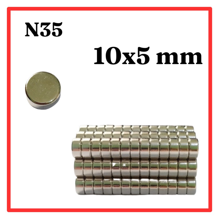 Jual MAGNET NEODYMIUM N35 SUPER STRONG 10x5 mm | Shopee Indonesia