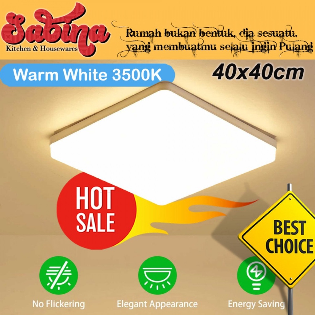 Jual Lampu Plafon LED Kotak Persegi Ceiling Light Warm White 36W ...