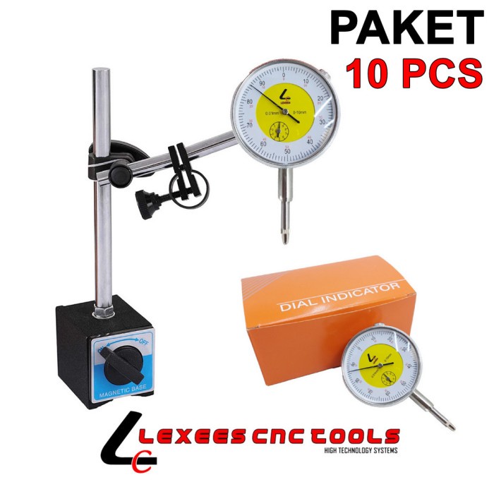 Jual Paket Dial Indicator + Magnetic Base SET 10 Test Stand Gauge Pick ...
