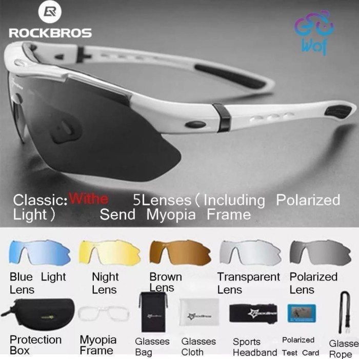 Jual ROCKBROS 10002 089 Kacamata Sepeda 5 Lensa Polarized Lens Bicycle Bike Glasses Sunglasses ...