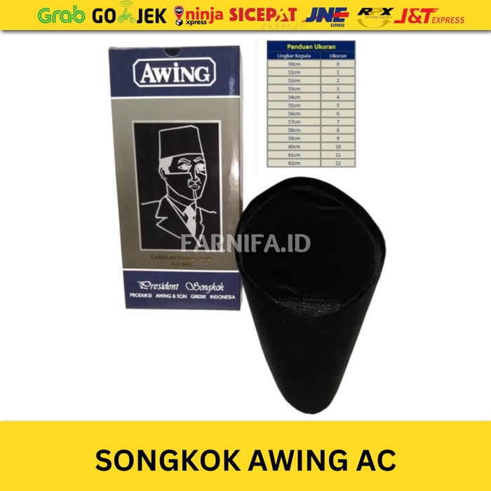 Jual Peci Kopyah Kopiah Songkok Awing AC Hitam Polos AC 100 Asli ...