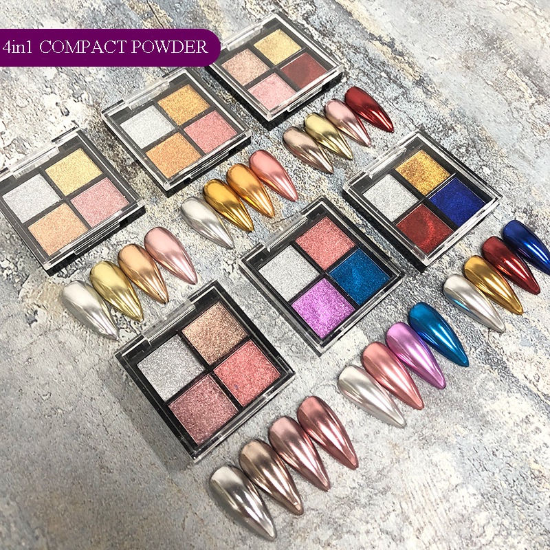 Jual SET CHROME COMPACT NAIL ART 4 WARNA KROM KUKU NAILS 4 COLOR SOLID ...