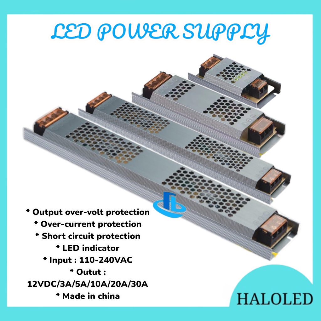 Jual LED POWER SUPPLY 12V/ADAPTOR TRAFO SLIM LED INDICATOR 3A/5A/10A/20A/30A | Shopee Indonesia