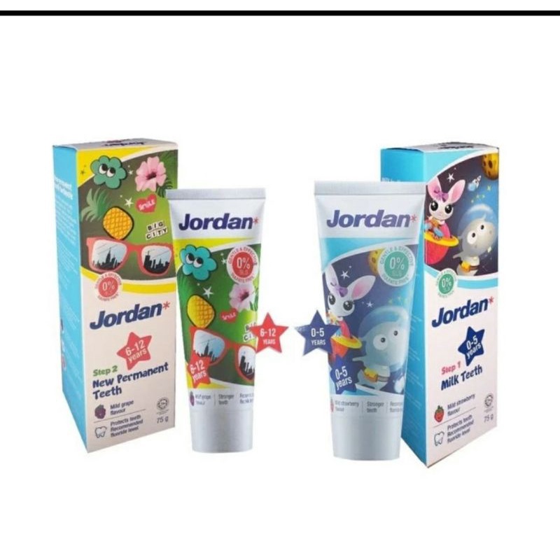 Jual JORDAN TOOTHPASTE PASTA GIGI ODOL ANAK STEP 1 STEP 2 75GR | Shopee ...