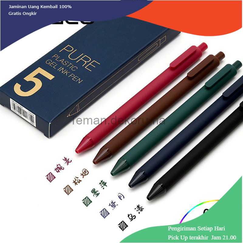 Jual TD - ALB Kaco PURE Vintage Gel Pen Pena Pulpen 0.5mm 5 PCS - K1015 (Colorful Ink) | Shopee ...