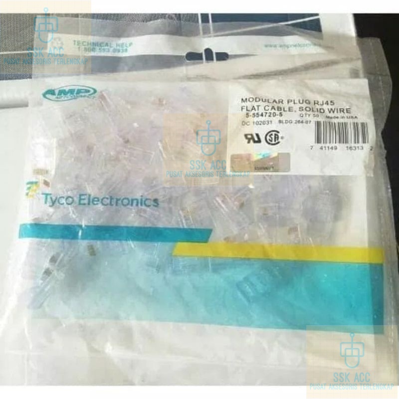 Jual KONEKTOR RJ45 AMP / CONNECTOR RJ45 AMP PER PACK ISI 50 PCS ...