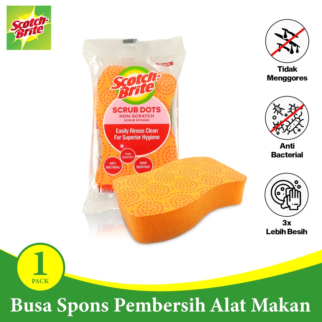 Jual 3M Scotch Brite Scrub Dots Sabut Spons 1 - 2 Pack Non Scratch ...