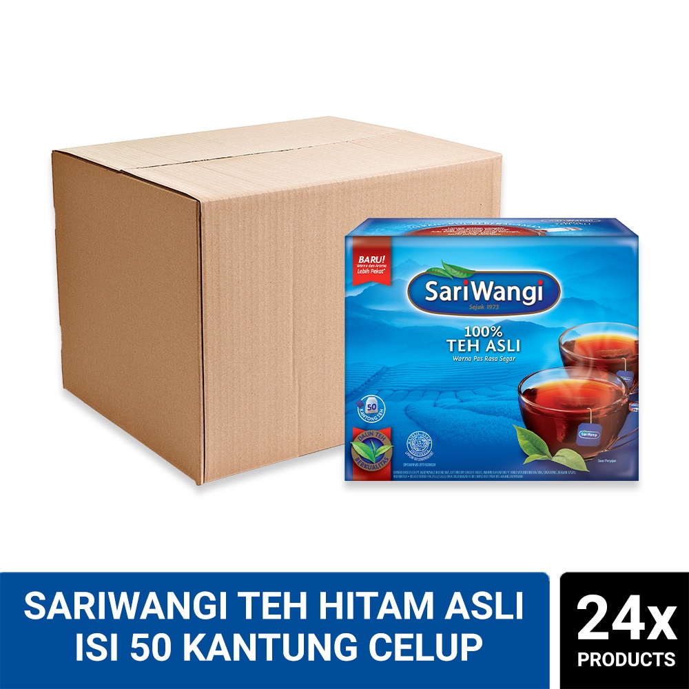 Jual Sariwangi Teh Hitam Asli Isi 50 Kantung Celup (Isi 24) | Shopee ...