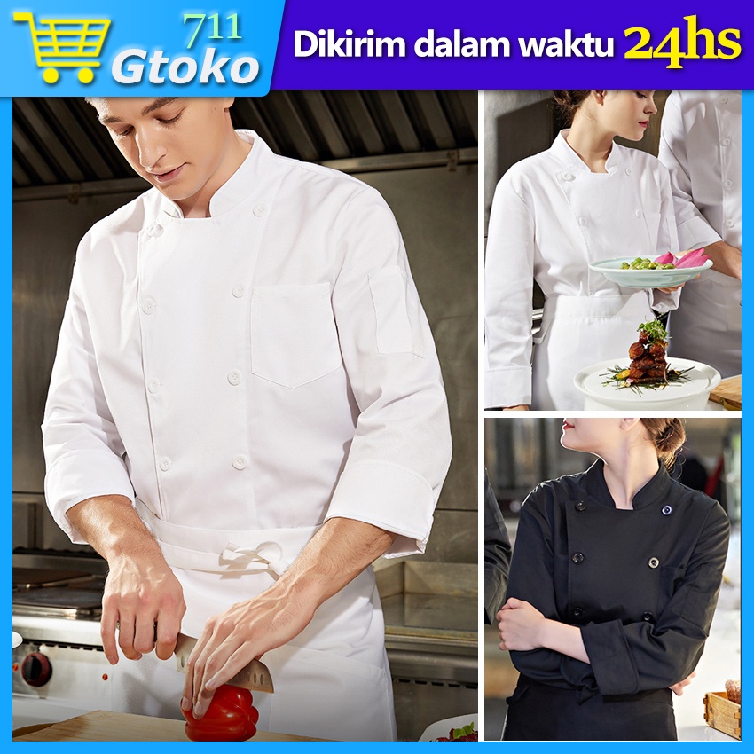 Jual Baju Koki Baju Masak Chef Seragam Koki Seragam Chef Lengan Panjang ...