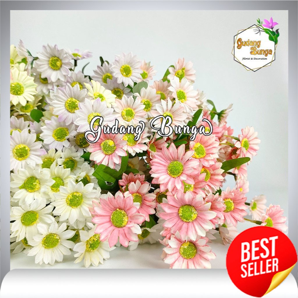 Jual Bunga daisy / Desi monstera cabang 7 - Bunga plastik palsu - bunga Mawar Krisan Aster ...