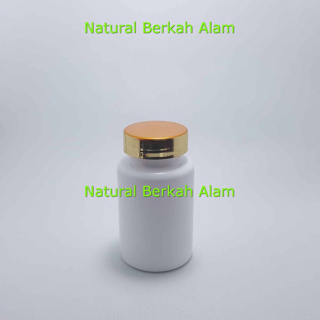 Jual Botol 120 ml PS Putih Cap List Emas / Botol Obat / Botol Kapsul ...