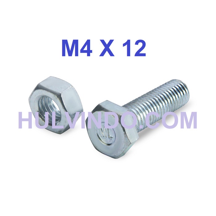 Jual BAUT MUR HEX PUTIH M4 X 12 / BMP / BAUT HEXAGON / BOLT NUT / STAINLESS SS304 / CHROME ...