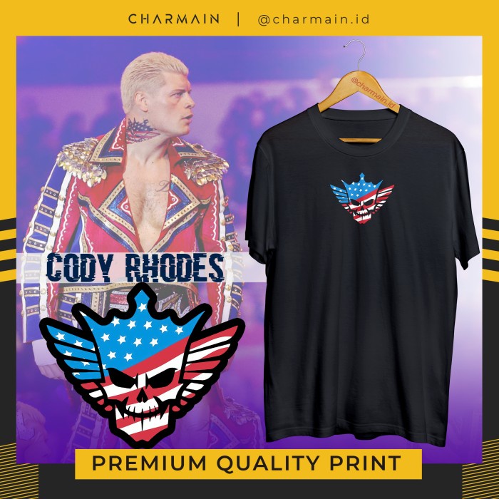 Jual Kaos Cody Rhodes American Nightmare WWE AEW skull logo | Shopee ...