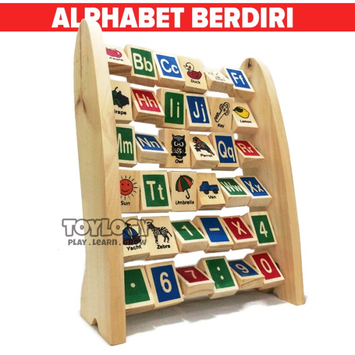 Jual Mainan Kayu Edukasi Anak Huruf Alphabet Angka Berdiri Balok Abjad ...