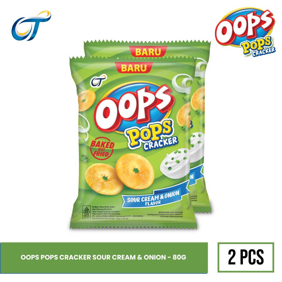 Jual OOPS POPS CRACKER SOUR CREAM & ONION 80GR - ISI 2 PCS | Shopee ...