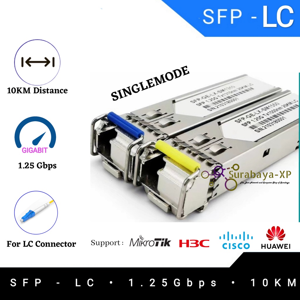 Jual SFP LC 1.25g 1 Pasang 1310nm 1550nm Support Huawei dan Mikrotik | Shopee Indonesia