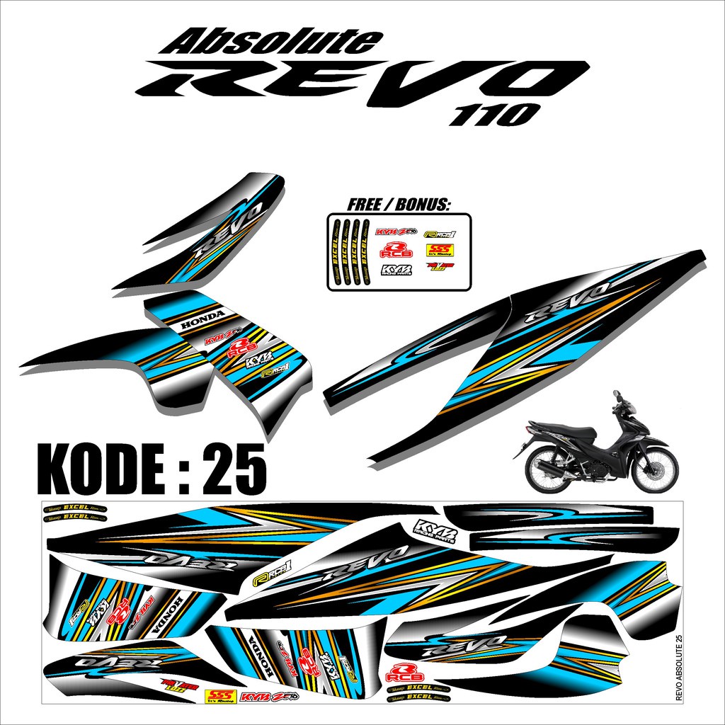 Jual (COD) Striping Sticker Revo Absolute-Stiker Lis Variasi Revo 2010 ...