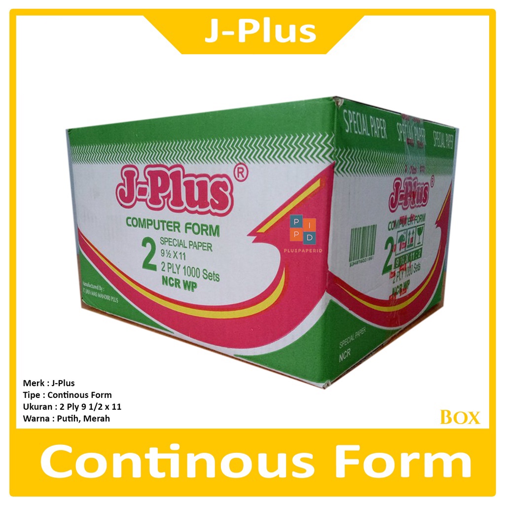 Jual J-PLUS - Continous Form 2 Ply 9 1/2 x 11 Ncr Kertas Komputer - Box ...