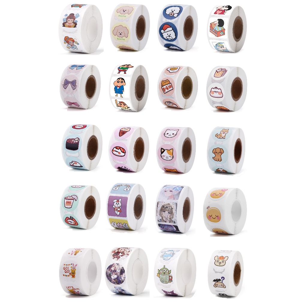 Jual Stiker Sticker Roll 500pcs Label Bulat Persegi Bahan Kertas Chromo ...