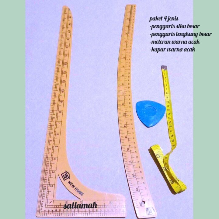 Jual penggaris pola jahit 1 set \ penggaris siku besar+penggaris ...