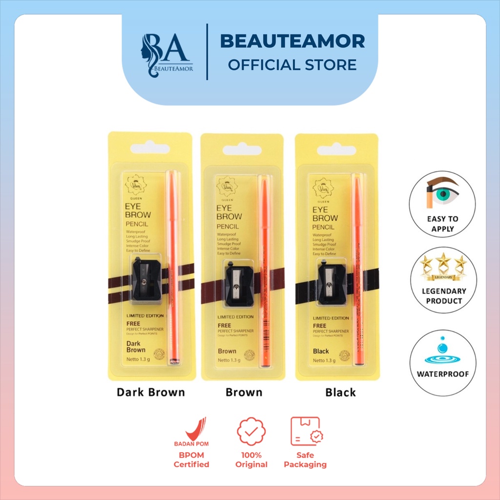 Jual BEAUTEAMOR - Viva Queen Eye Brow Pencil + Peraut | Shopee Indonesia